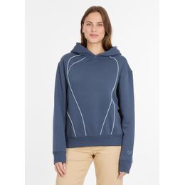 Kapuzensweatshirt Ragwear "ZERRA", Damen, Gr. L, indigo blau, Sweatware, Obermaterial: 70% Baumwolle, 30% Polyester, unifarben mit Farbeinsatz, normal, Rundhals, Sweatshirts Kapuzensweatshirt
