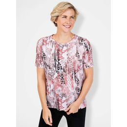 Rundhalsshirt CLASSIC "Shirt", Damen, Gr. 38, orange (koralle, graphit, bedruckt), 92% Polyester, 8% Elasthan, gebl&uuml;mt, gemustert, mehrfarbig, Rundhals, Shirts Rundhalsshirt