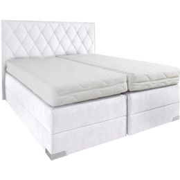Boxspringbett, wei&szlig;, B:190cm L:212cm, Bezug der Obermatratze: 100% Polyester, Bezug abnehm- und waschbar bis 60C;Unterbox und Kopfteil: Microvelours-Bezug (100% Polyester), Westfalia Schlafkomfort, Komplettbetten, Boxspringbett