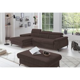 Ecksofa COTTA "Kitty L-Form, B: 242 cm", braun (espresso), B:244cm H:72cm T:166cm, Microfaser (100% Polyester);Flachgewebe (100% Polyester), Sofas, Ecksofa, mit Kopfteilverstellung, optional Bettfunktion & Bettkasten