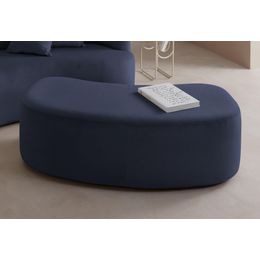 Polsterhocker "Dilara", blau (dunkelblau), B:143cm H:45cm T:68cm, Struktur fein 100% Polyester);Samtoptik (100% Polyester);Boucl&eacute; (100% Polyester), LeGer Home by Lena Gercke, Hocker, Polsterhocker, zur Serie "Dilara", gerundete Optik, auch in Bezugsqualit&auml;t Boucl&eacute;