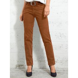 5-Pocket-Jeans Inspirationen, Damen, Gr. 52, Normalgr&ouml;&szlig;en, braun (cognac), 98% Baumwolle, 2% Elasthan, unifarben, lang, Jeans 5-Pocket-Jeans