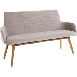 Sitzbank OTTO products "Alessja", grau (grau, eiche natur), B:160cm H:90cm T:60cm, Holzwerkstoff, Massivholz, Polyester, Sitzb&auml;nke, Sitzbank, Breite 160 cm, Bezug aus Microfaser, Gestell aus Eiche Massivholz
