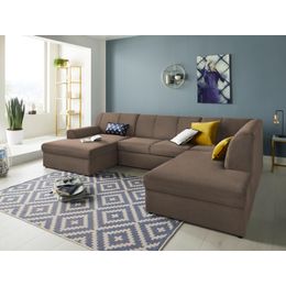 Wohnlandschaft DOMO collection "Topper, elegant und zeitlos, komfortabel, U-Form", braun, B:320cm H:78cm T:213cm, Sofas, Wohnlandschaft, wahlweise mit Bettfunktion