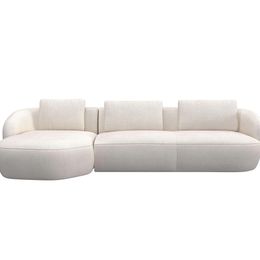 Wohnlandschaft FLEXLUX "Torino, rund, L-Form, Sofa-Ecke mit Recamiere, Longchair-Sofa", beige (vanilla cream), B:307cm H:85cm T:146cm, 100% Polyester, Sofas, Wohnlandschaft, Modernes, organisches Sofa-Design, Kaltschaum, Wellenunterfederung