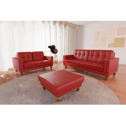 Sit & More 3-Sitzer SIT & MORE "Orient 5", rot (loud rot), B:215cm H:90cm T:97cm, 100% Polyuretan, Sofas, 3-Sitzer, mit Strass-Stein, wahlweise mit Bettfunktion und Bettkasten
