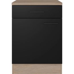 Unterschrank Flex-Well "Capri", schwarz (schwarz, endgrain oak), B:60cm H:85cm T:60cm, Holzwerkstoff, Schr&auml;nke, Unterschrank, (B x H x T) 60 x 85 x 60 cm, individuell kombinierbar