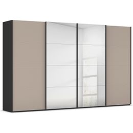 Schwebet&uuml;renschrank Rauch "Kleiderschrank Schrank Garderobe Schlafzimmerschrank SCALE-FYRA", beige (schwarz, glas fango matt, griffleisten schwarz), B:360cm H:223cm T:68cm, Holzwerkstoff, Schr&auml;nke, Schwebet&uuml;renschrank, edle viergeteilte T&uuml;ren Spiegel/Glas-Mix viele Farben MADE IN GERMANY