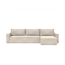 Ecksofa INNOVATION LIVING &trade; "Newilla inkl. Bettfunktion & Bettkasten, Breite 340cm, L-Form", wei&szlig; (ivory), B:341cm H:65cm T:176cm, Sofas, Ecksofa, 10cm Pocket Spring Komfort, gro&szlig;er Stauraum, stabile Stahlkonstruktion