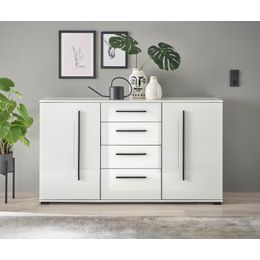Sideboard Home Affaire "Cantara, moderner Schrank, Kommode in Eiche Evoke oder wei&szlig;", wei&szlig;, B:150cm H:86cm T:42cm, FSC-zertifizierter Holzwerkstoff, Sideboards, Sideboard, schwarze Stangengriffe, ausreichend Stauraum, vielseitig einsetzbar