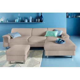 Ecksofa DOMO collection "Jamie, modern und elegant, Fu&szlig;h&ouml;he 9cm, L-Form", beige, B:251cm H:72cm T:80cm, Sofas, Ecksofa, wahlweise mit Bettfunktion