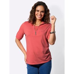 Poloshirt Casual Looks "Poloshirt", Damen, Gr. 40, koralle, 50% Baumwolle, 50% Modal, unifarben, Shirts Poloshirt