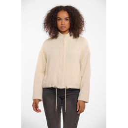 Rino & Pelle Kurzjacke RINO & PELLE "LEVIN", Damen, Gr. 46, beige (birch), Strick, Obermaterial: 83% Polyester, 17% Nylon, unifarben, regular fit taillenbedeckt, Jacken Kurzjacke, mit Taschen