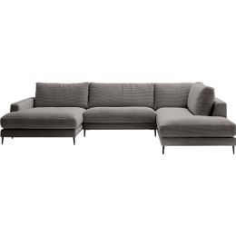 Wohnlandschaft Home Affaire "Downtown XXL B/T/H: 341/223/84 cm Loungem&ouml;bel zum Relaxen", grau (dunkelgrau), B:341cm H:84cm T:223cm, 88% Polyester, 12% Polyacryl, Sofas, Wohnlandschaft, weicher Sitzkomfort, Cord-Bezug, weicher Sitzkomfort U-Form