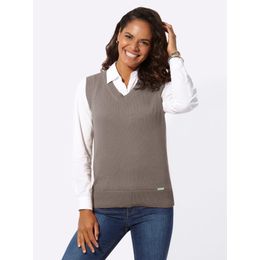 Pullunder Casual Looks "Pullunder", Damen, Gr. 40, grau (taupe, meliert), 50% Baumwolle, 50% Polyacryl, unifarben, Pullover Pullunder