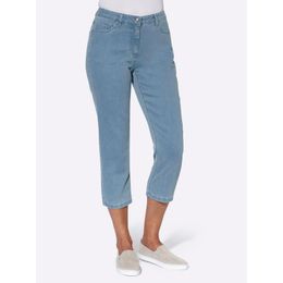 3/4-Jeans Casual Looks, Damen, Gr. 20, Kurzgr&ouml;&szlig;en, blau (blau, bleached), 81% Baumwolle, 17% Polyester, 2% Elasthan, unifarben, 3/4-L&auml;nge, Jeans 3/4-Jeans