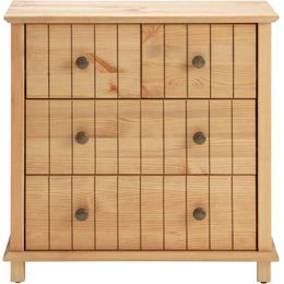 Badkommode Home Affaire "Vili", beige (ge&ouml;lt), B:60cm H:65cm T:30cm, Sideboards, Badkommode, Badezimmerschrank, Unterschrank, 4 Schubladen, aus Massivholz