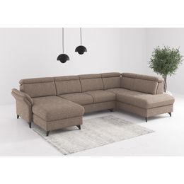 Sit & More Wohnlandschaft SIT & MORE "Glendale, U-Form", cappuccino, B:321cm H:84cm T:193cm, 100% Polyester, Sofas, Wohnlandschaft, inkl. Kopfteilverstellung,wahlweise mit Vorziehsitz und Bettkasten