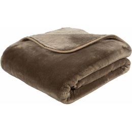 G&ouml;zze Wohndecke G&Ouml;ZZE "Premium Cashmere Feeling", grau (taupe), B:180cm L:220cm, Polyester, Wohndecken, Wohndecke, mit premium Cashmere Feeling, Kuscheldecke