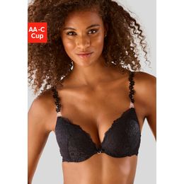 Push-up-BH Vivance, Damen, Gr. 70, Cup B, schwarz, Microtouch, Obermaterial: 90% Polyamid, 10% Elasthan, BHs Push-up-BH, mit 3 extravaganten Tr&auml;gern zum Austauschen, sexy Dessous
