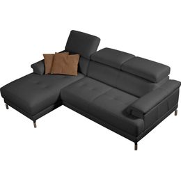 Ecksofa Egoitaliano "Soul, Design und Sitzkomfort auf hohem Niveau, tolle Details, L-Form", schwarz, B:250cm H:99cm T:166cm, Leder &raquo;BULL&laquo; (echtes Rindsleder). Geschliffenes, pigmentiertes und behandeltes Rindsleder mit einer Dicke von 1, 3-1, 5 mm. Dieses Leder zeigt eine ziemlich weiche Hand mit einem halb undurchsichtigen Aussehen. Es handelt sich um ein gesch&uuml;tztes Leder. Eine leichte Deckschic