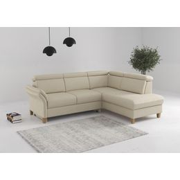 Ecksofa Home Affaire "Glendale, L-Form", sand, B:247cm H:84cm T:193cm, 100% Polyester, Sofas, Ecksofa, inkl. Kopfteilverstellung, wahlweise mit Vorziehsitz und Bettkasten