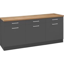 Unterschrank KOCHSTATION "KS-Kehl", grau, B:180cm H:85cm T:60cm, MDF, Schr&auml;nke, Unterschrank, Breite 180 cm
