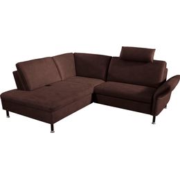 Ecksofa Alina "Janis", braun (nussbraun gdu 24), B:252cm H:108cm T:207cm, Microfaser Antiklederoptik (100% Polyester), Sofas, Ecksofa, inkl. Sitztiefenverstellung und Kopfst&uuml;tze