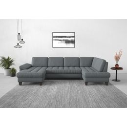 Sit & More Wohnlandschaft SIT & MORE "Westham U-Form", grau, B:338cm H:88cm T:172cm, 100% Polyester, Sofas, Wohnlandschaft, wahlweise mit Bettfunktion, Bettkasten, Sitztiefenverstellung