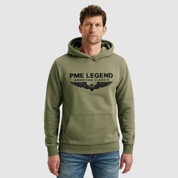 PME-Legend Kapuzensweatshirt PME LEGEND "Hooded soft terry with logo", Herren, Gr. L, gr&uuml;n (loden gr&uuml;n), Sweatware, Obermaterial: 80% Baumwolle, 20% Polyester, bedruckt, regular fit taillenbedeckt, B&uuml;ndchen, Sweatshirts Kapuzensweatshirt, mit Logo Print