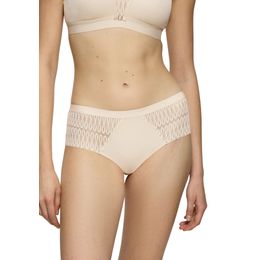 Maxislip Triumph "Aura Spotlight", Damen, Gr. 36, beige (creamy dream), Microtouch, Obermaterial: 79% Polyamid, 21% Elasthan, k&ouml;rpernah, Unterhosen Maxislip, moderne Grafikspitze, elastischer Bund, Microfaser