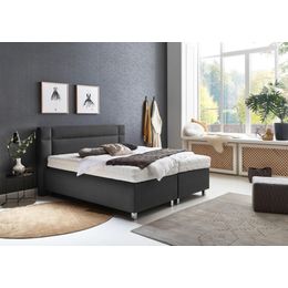 Boxspringbett, grau (feinstrukturstoff anthrazit), Ohne Topper, Liegefl&auml;che B/L: 160cm x 200cm, H3, 5-Zonen-Tonnentaschen-Federkernmatratze, Bezug Unterbox und Kopfteil: Feinstrukturstoff (77% Polyester, 23% Viskose);Bezug Obermatratze 100% Polyester, waschbar bis 60C, Westfalia Schlafkomfort, Komplettbetten, Boxspringbett, in diversen Ausf&uuml;hrungen