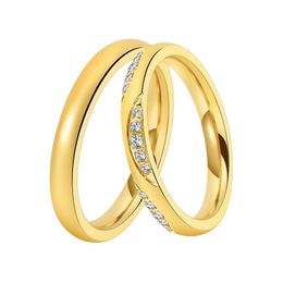 Trauring DOOSTI "Schmuck Geschenk Edelstahl Trauring Ehering Partnerring LIEBE" Gr. 60, gold (gelbgoldfarben), Fingerringe, Damen, 60, ohne Zirkonia, Edelstahl, 3mm, Trauring, wahlweise mit oder ohne Zirkonia