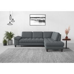 Sit & More Ecksofa SIT & MORE "Westham L-Form", grau, B:261cm H:88cm T:179cm, 100% Polyester, Sofas, Ecksofa, mit Ottomane, mit oder ohne Bettfunktion, Bettkasten, Verstellung
