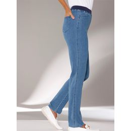 Stretch-Jeans Classic Basics, Damen, Gr. 195, Extrakurzgr&ouml;&szlig;en, blau (blau, bleached), 84% Baumwolle, 15% Polyester, 1% Elasthan, unifarben, lang, Jeans Stretch-Jeans