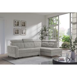Ecksofa exxpo - SOFA FASHION "Monte, Kopfteile verstellbar, optional mit Bettfunktion & Bettkasten", sand, B:254cm H:100cm T:182cm, Sofas, Ecksofa, L- Form, mit Kopfteilverstellung, optional Bettfunktion und Bettkasten