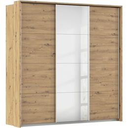 Schwebet&uuml;renschrank Rauch "Kleiderschrank Schrank Garderobe CORTONA optional mit Beleuchtung", braun (eiche artisan), B:211cm H:214cm T:64cm, Holzwerkstoff, Schr&auml;nke, Schwebet&uuml;renschrank, inkl. Passepartout, Inneneinteilung 2 Boxen und B&ouml;den MADE IN GERMANY