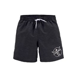 Badeshorts Chiemsee "Melange Kids", Jungen, Gr. 146/152, N-Gr, schwarz, Polyester, Melange-Effekt, Badehosen Badeshorts, mit Logoprint, Topseller