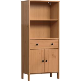 Midischrank Welltime "Kall", gelb (honigfarben lackiert), B:60cm H:138cm T:33cm, Massivholz, Schr&auml;nke, Midischrank, Breites Badregal aus Kiefer-Massivholz - Wei&szlig; oder Braun lackiert