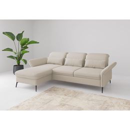 Sit & More Ecksofa SIT & MORE "Emely, inkl. Sitztiefenverstellung", beige (creme), B:264cm H:92cm T:198cm, 95%Polyester, 5% Polyamid, Sofas, Ecksofa, wahlweise mit Bettfunktion,Bettkasten,Kopf- & Armteilverstellung