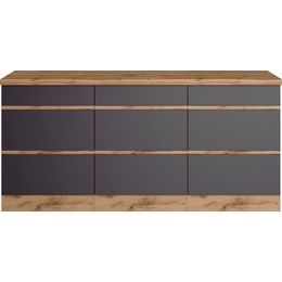 Unterschrank KOCHSTATION "KS-Riesa", grau (matt grau), B:180cm H:86cm T:60cm, Holzwerkstoff, Schr&auml;nke, Unterschrank, Breite 180 cm, MDF-Fronten