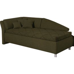 Schlafsofa Alina "Lindsay", gr&uuml;n (olivgrau tmd 3), B:223cm H:80cm T:112cm, Struktur TMD (100% Polyester), Sofas, Schlafsofa, Bettkasten, Zierkissen-Set aus: 2 Stk. 40x40cm, 1 Stk. 30x30cm