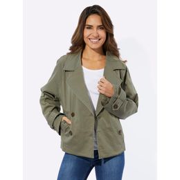 Langjacke Classic Basics, Damen, Gr. 50, gr&uuml;n (khaki), 97% Baumwolle, 3% Elasthan, unifarben, Jacken Langjacke