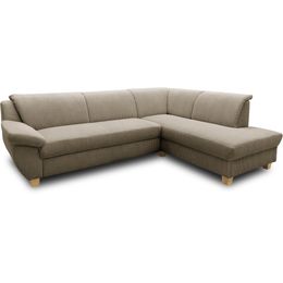 Ecksofa Home Affaire "Yesterday zeitlos und elegant, bequeme Armlehnen, L-Form", braun (schlamm), B:254cm H:80cm T:186cm, 100% Polyester;Primabelle-Microfaser (100% Polyester);Antikleder-Optik Melrose (100% Polyester), Sofas, Ecksofa, wahlweise mit Bettfunktion, auch in Cord