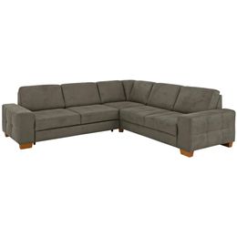 Ecksofa Home Affaire "Puccini L-Form", braun (savannah), B:276cm H:86cm T:271cm, Luxus-Microfaser Lederoptik (100% Polyester);Luxus-Microfaser (100% Polyester);Luxus-Microfaser ALTARA NUBUCK (100% Polyester), Sofas, Ecksofa, mit Federkern, Sitztiefenverstellung, Kontrastnaht