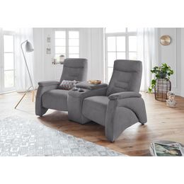 2,5-Sitzer exxpo - SOFA FASHION "Ascoli, Kinosofa mit hohem Sitzkomfort, bequeme Armlehnen", grau, B:199cm H:106cm T:99cm, NaturLEDER (echtes Rindsleder) in Sitz und R&uuml;cken. Korpus in passendem Kunstleder SOFTLUX bezogen;Velours in Lederoptik (100% Polyester), Sofas, 2 5-Sitzer, inkl. Relaxfunktion, mit Ablage und Staufach, hohe R&uuml;ckenlehne