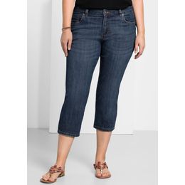 5-Pocket-Jeans sheego, Damen, Gr. 46, Normalgr&ouml;&szlig;en, blau (dunkelblau denim), 75% Baumwolle, 24% Polyester, 1% Elasthan, unifarben, 3/4-L&auml;nge, Jeans 5-Pocket-Jeans