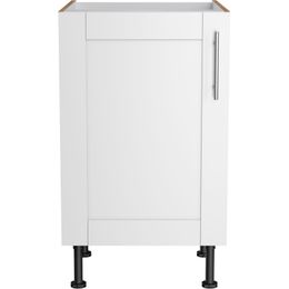 Sp&uuml;lenschrank KOCHSTATION "KS-Ahus", braun (wei&szlig; matt, wildeiche nachbildung), B:50cm H:87cm T:58,4cm, Schr&auml;nke, Sp&uuml;lenschrank, Breite 50 cm