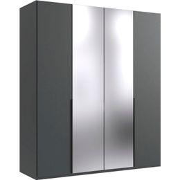 Kleiderschrank wimex "Mugano,in 5 Breiten,2 H&ouml;hen,2 Tiefen, viele Farben, Made in Germany", schwarz (grafit, griffe schwarz), B:180cm H:208cm T:58cm, Holzwerkstoff, Schr&auml;nke, Kleiderschrank, mit langen Griffen aus Metall, mit oder ohne Spiegel