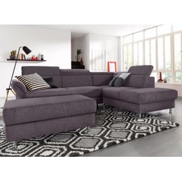 Sit & More Ecksofa SIT & MORE "Avignon L-Form", grau (dunkelgrau), B:269cm H:97cm T:228cm, Struktur fein ( 100% Polyester);Struktur (100% Polyester);Struktur grob ( 100% Polypropylen), Sofas, Ecksofa, inklusive Kopfteilverstellung, wahlweise mit Bettfunktion